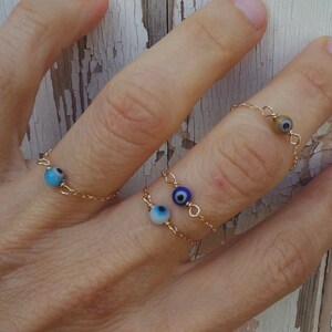 Evil Eye Ring. Evil Eye Chain Ring. Gold Filled Evil Eye Ring. - Etsy