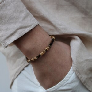 Mens Heishi Bracelet, Hammered Oyster Shell & Coconut, Surfer Style - Etsy