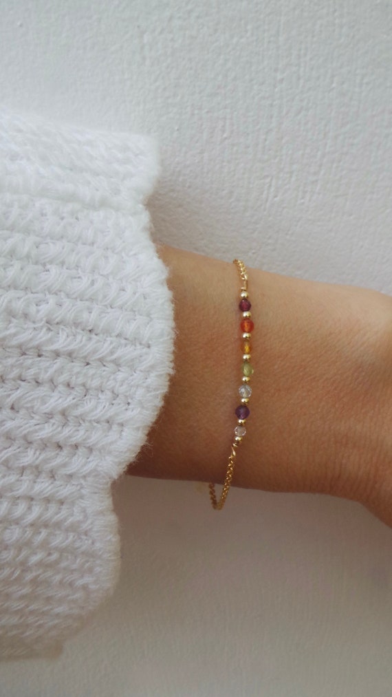 7 Chakra Bracelet. Real Stone 7 Chakra. Dainty Chakra Bracelet - Etsy