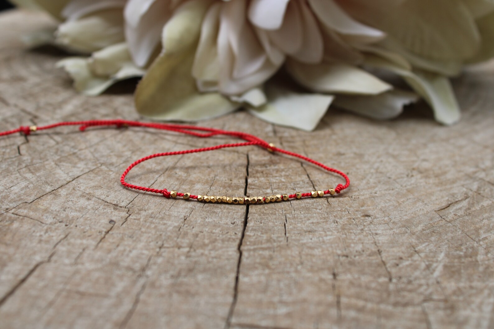 Silk Red String Bracelet. 24k Gold Vermeil Red String . Pure Silver Red ...