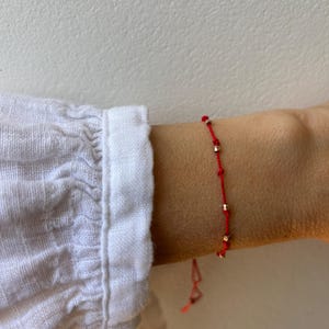 Red String Bracelet. 24k Gold Vermeil Red String Bracelet . Beaded Red ...