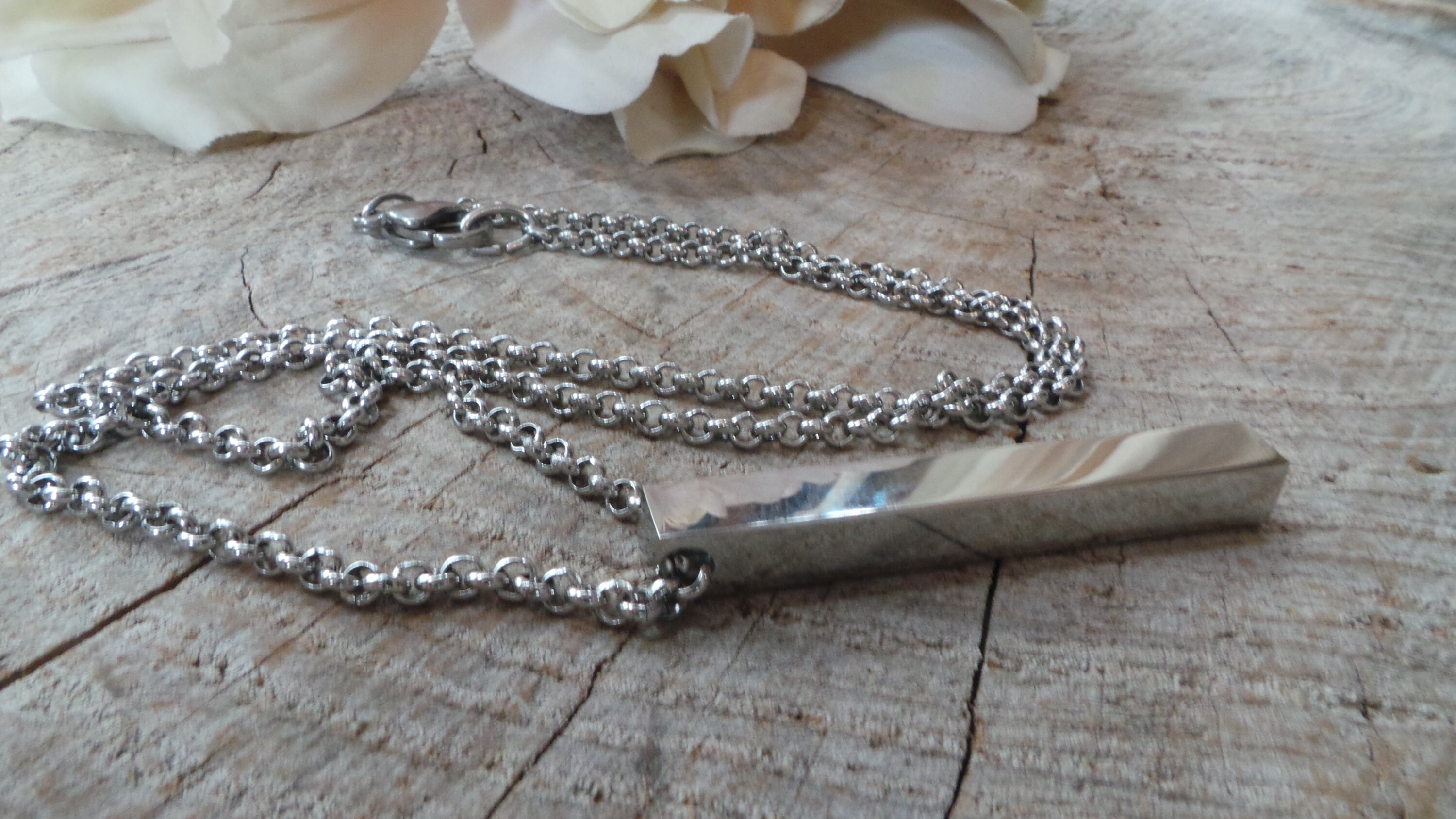 Mens vertical bar pendant. Mens bar necklace. Vertical bar necklace ...