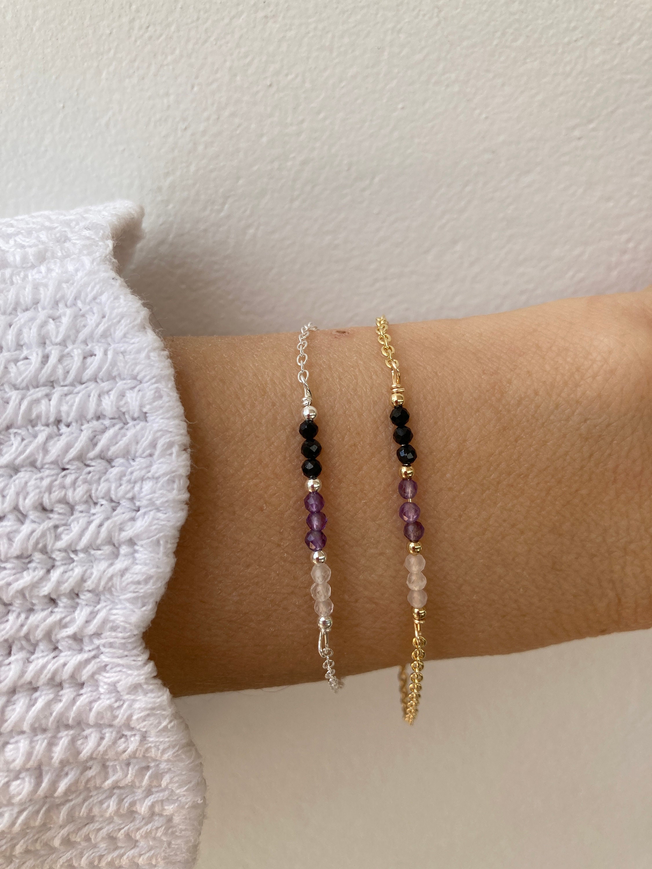 Empath protection bracelet. Aura shield. Black tourmaline, rose quartz ...