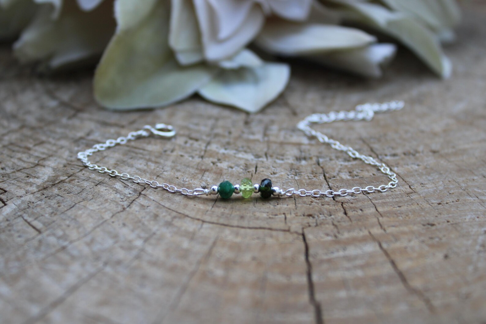 Green Tourmaline, Peridot and Emerald Bracelet. Green Gemstone Bracelet ...