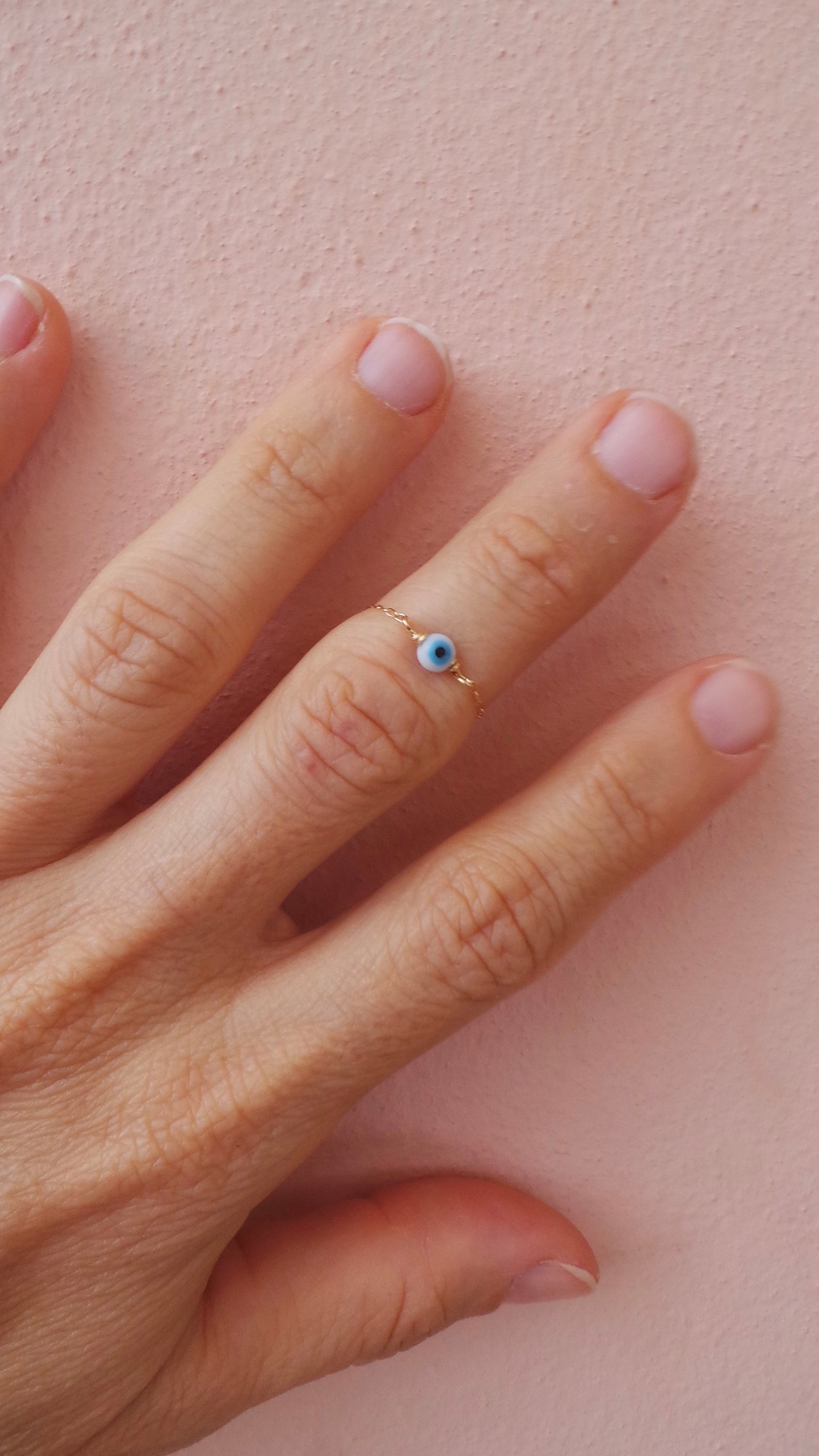 Evil Eye Ring. Evil Eye Chain Ring. Gold Filled Evil Eye Ring. - Etsy