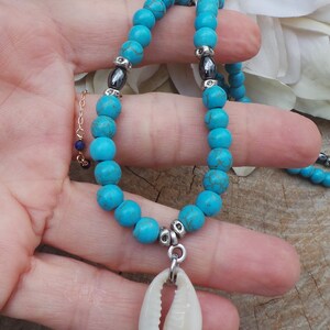 Mens Beaded Necklace. Mens Cowrie Shell Necklace. Mens Turquoise ...