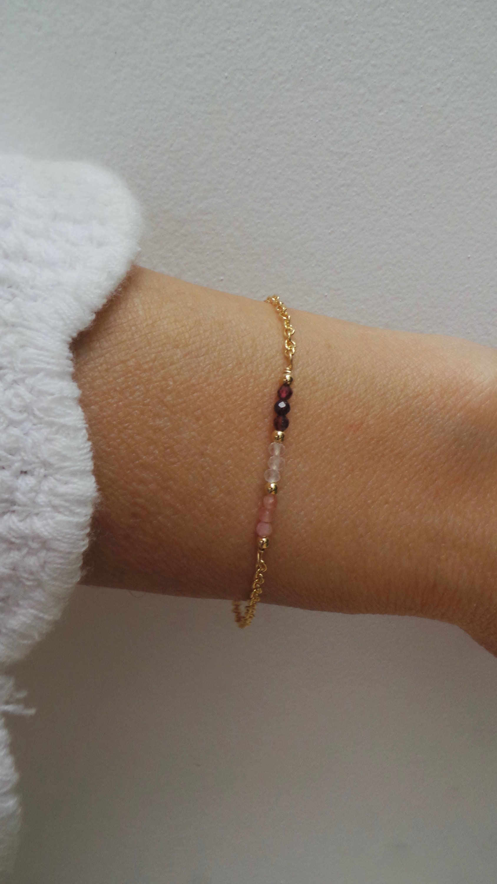 Garnet Rose Quartz and Rhodochrosite Bracelet. Multi Gemstone | Etsy