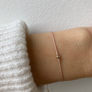 Red String Bracelet With Solid Gold Bead Silk Bracelet. 9k Solid Gold ...