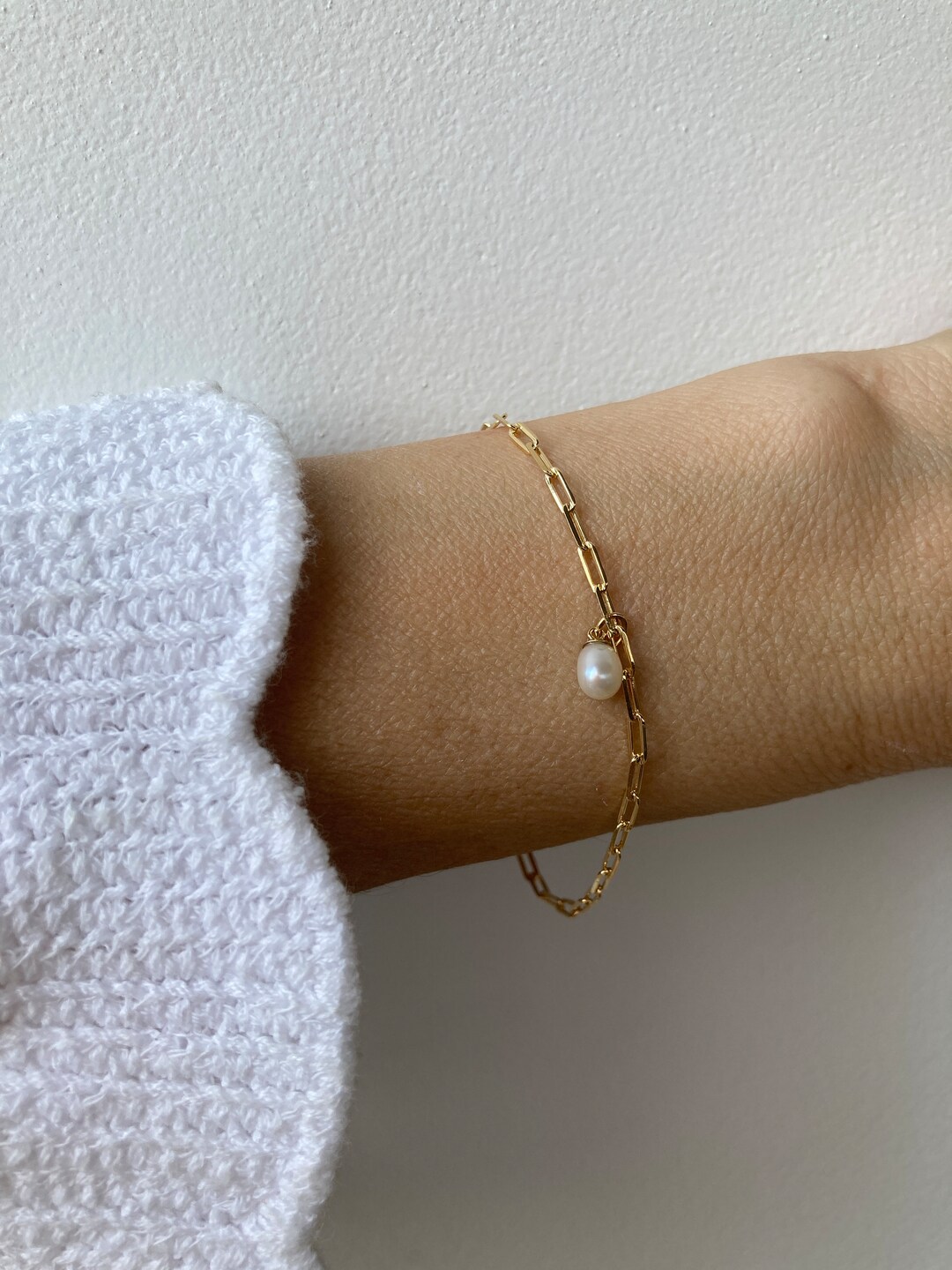 Pearl Bracelet. Gold Filled Pearl Bracelet. Dainty Pearl - Etsy