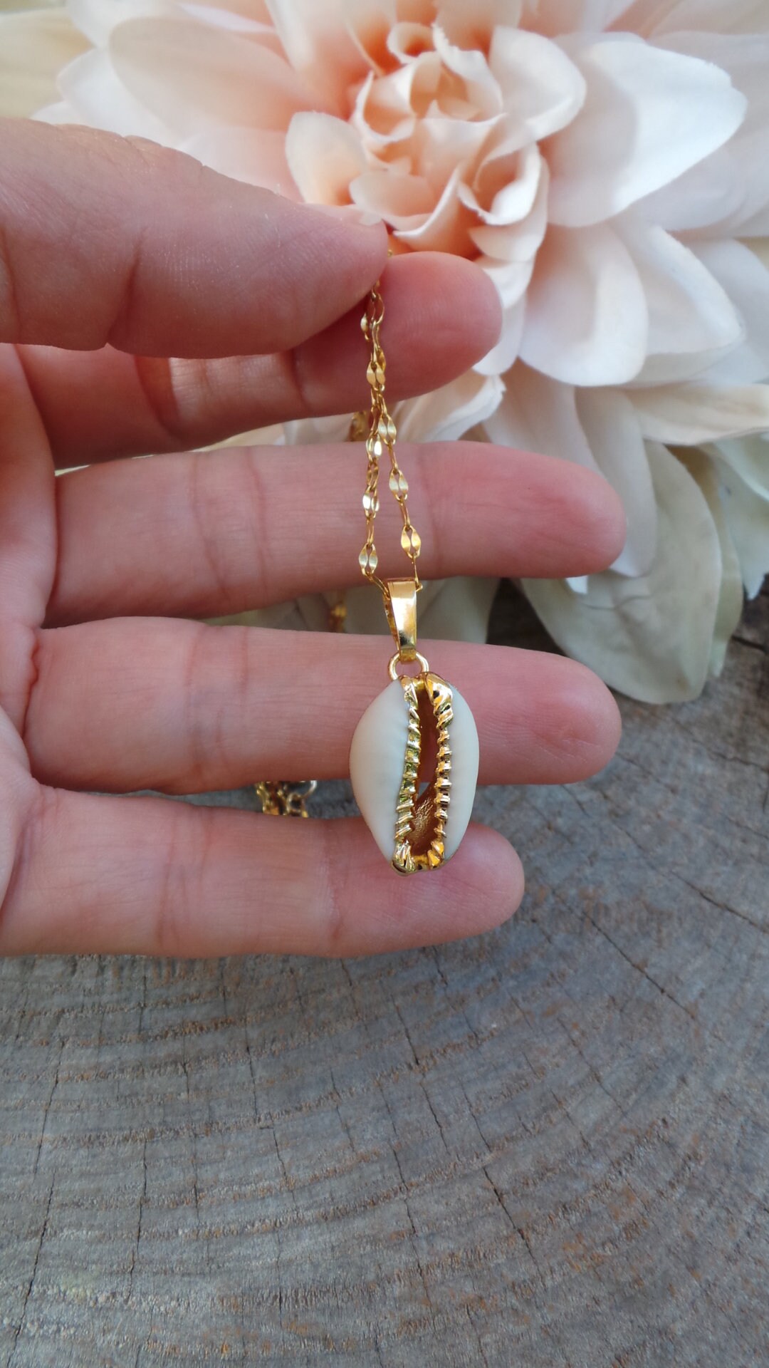 Cowrie shell necklace. Shell necklace. 24k gold plated cowrie shell ...