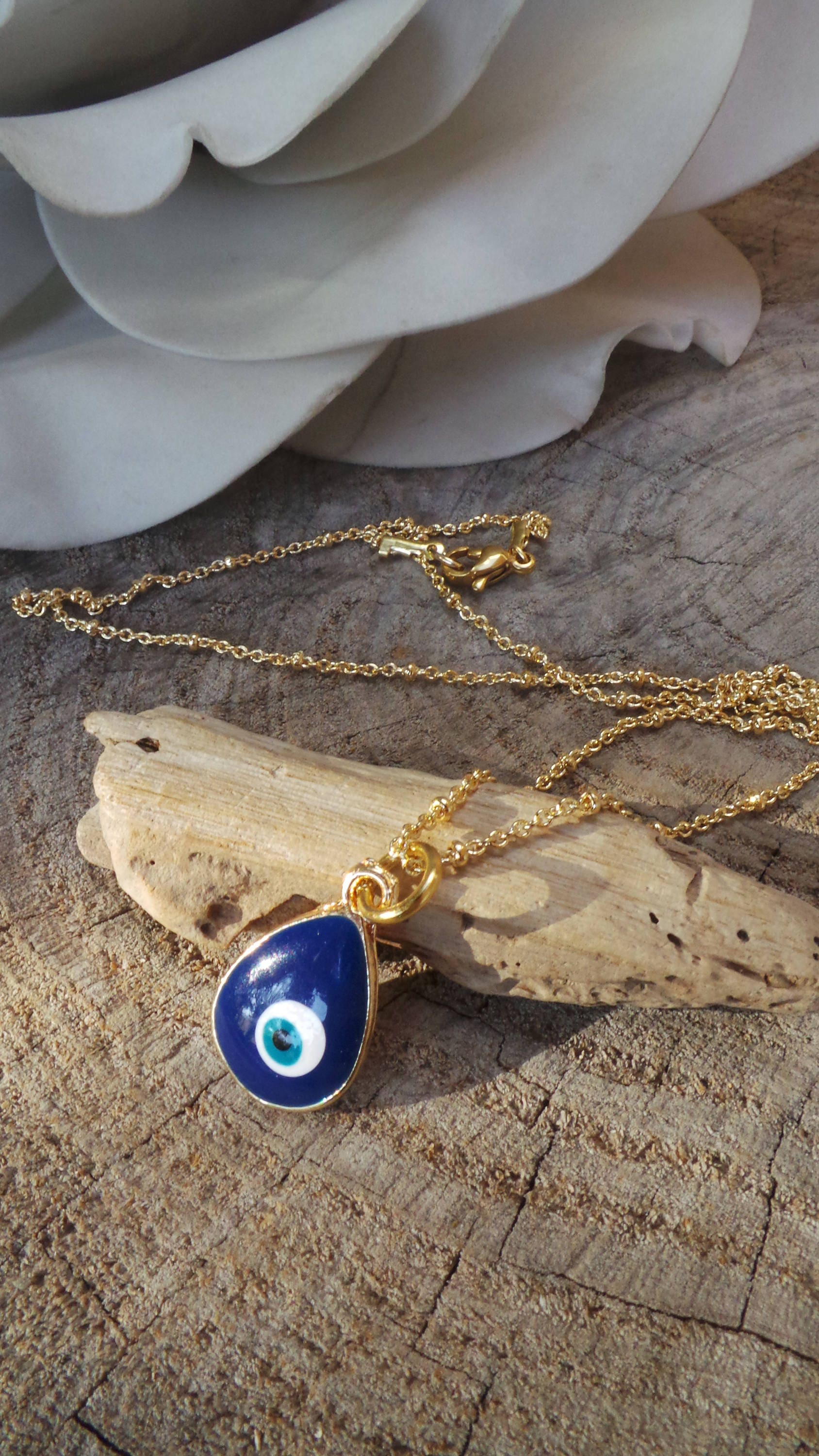 Evil eye necklace. Enamel evil eye necklace. Evil eye pendant. Evil eye ...