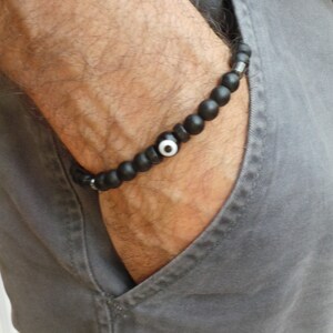 Mens Evil Eye Bracelet. Black Beaded Evil Eye Bracelet. Stone - Etsy
