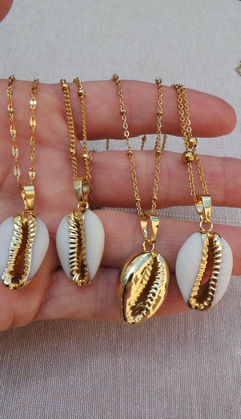 Cowrie shell necklace. Shell necklace. 24k gold plated cowrie shell ...
