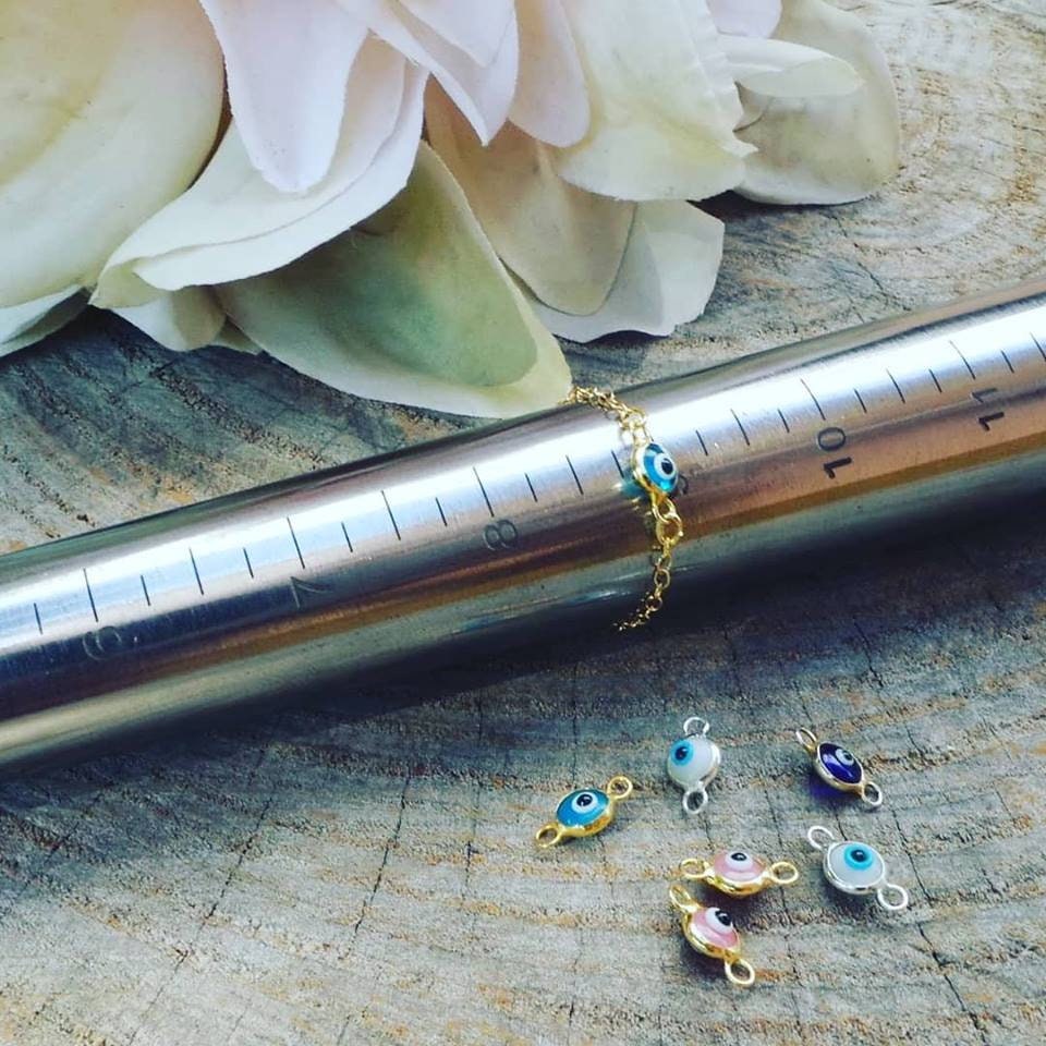 Evil eye ring. Evil eye chain ring. Gold fill evil eye ring. Dainty ...