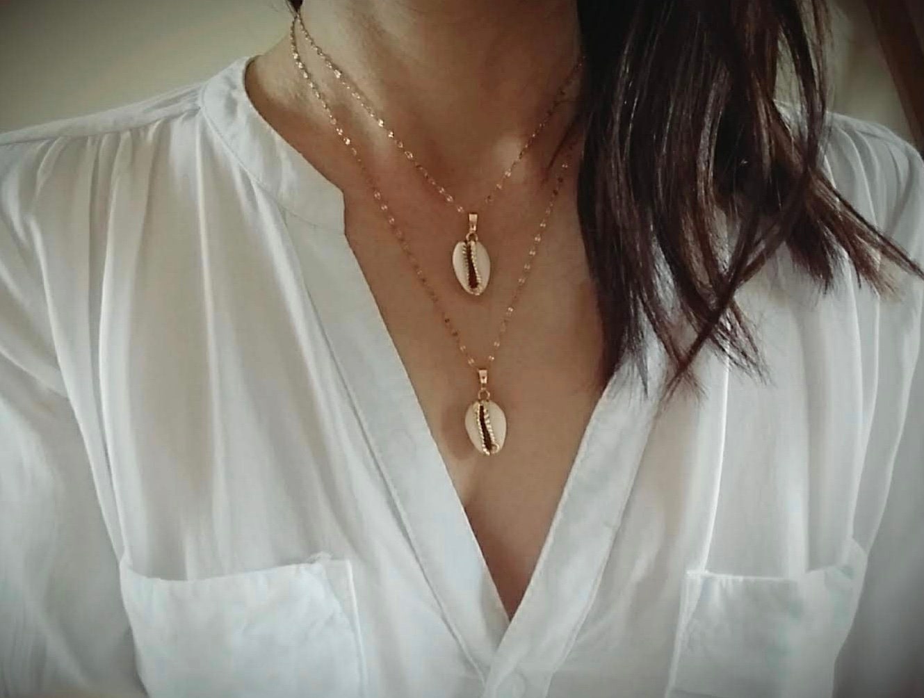 Cowrie shell necklace. Shell necklace. 24k gold plated cowrie shell ...