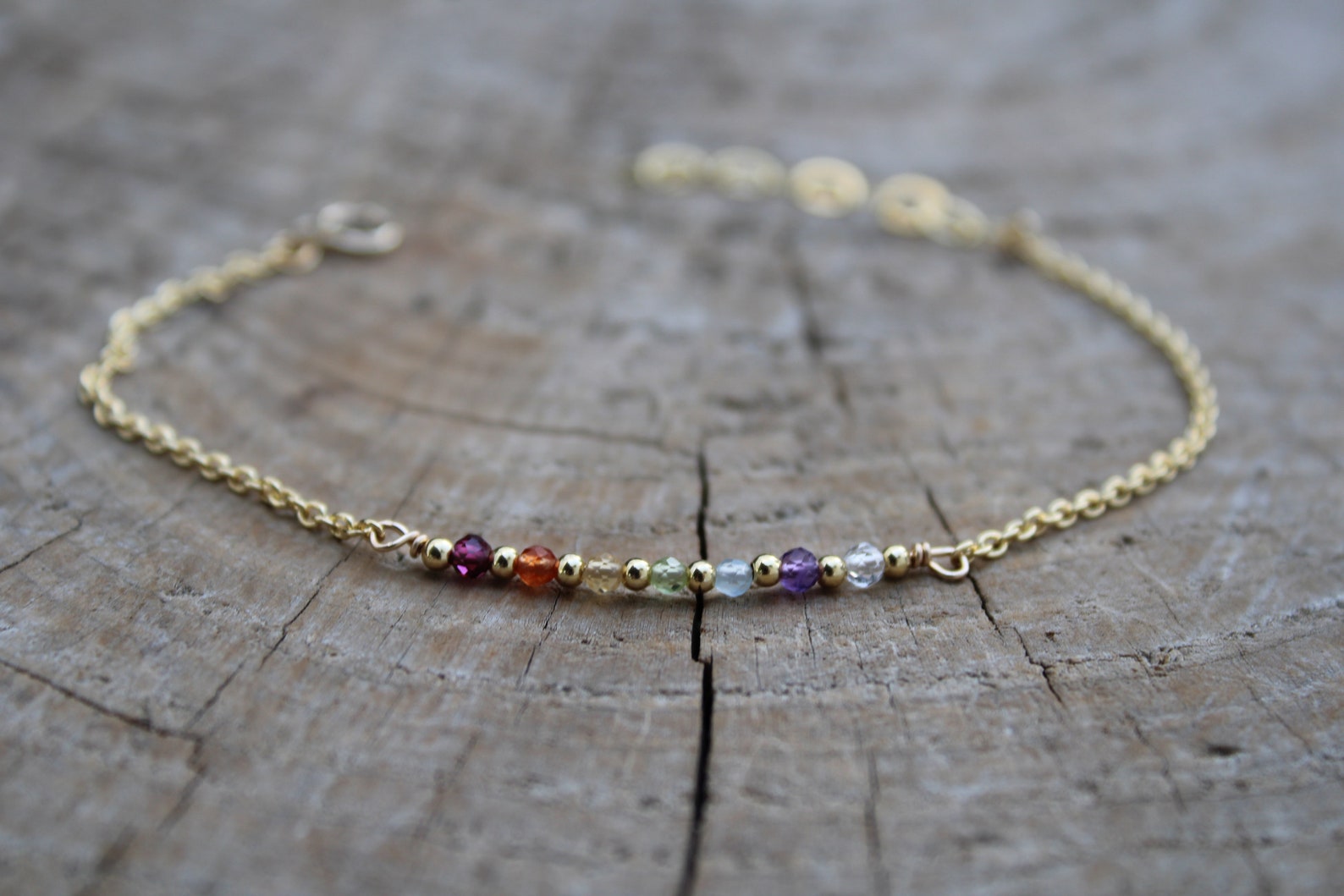 7 Chakra Bracelet. Real Stone 7 Chakra. Dainty Chakra Bracelet - Etsy