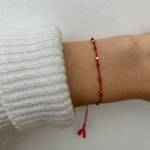 Red String Bracelet. 24k Gold Vermeil Red String Bracelet . Beaded Red ...