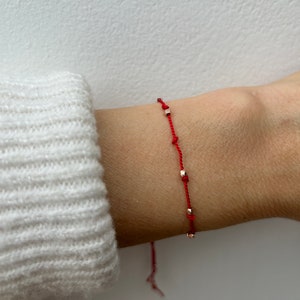 Red String Bracelet. 24k Gold Vermeil Red String Bracelet . Beaded Red ...