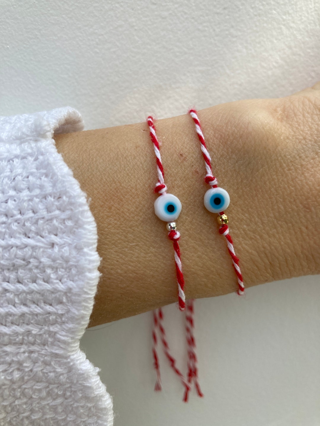 March Bracelet. Greek March Bracelet. Martaki. Evil Eye Bracelet ...