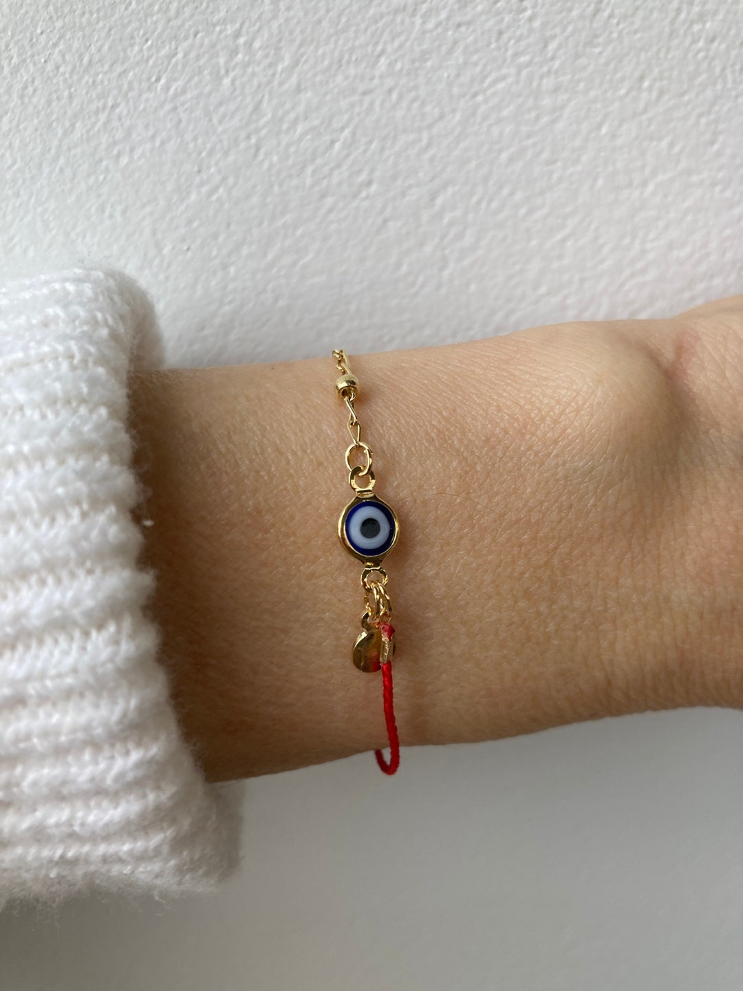 Red String Evil Eye Bracelet. Red String of Fate Bracelet. Evil Eye Bracelet. Gold Filled ...