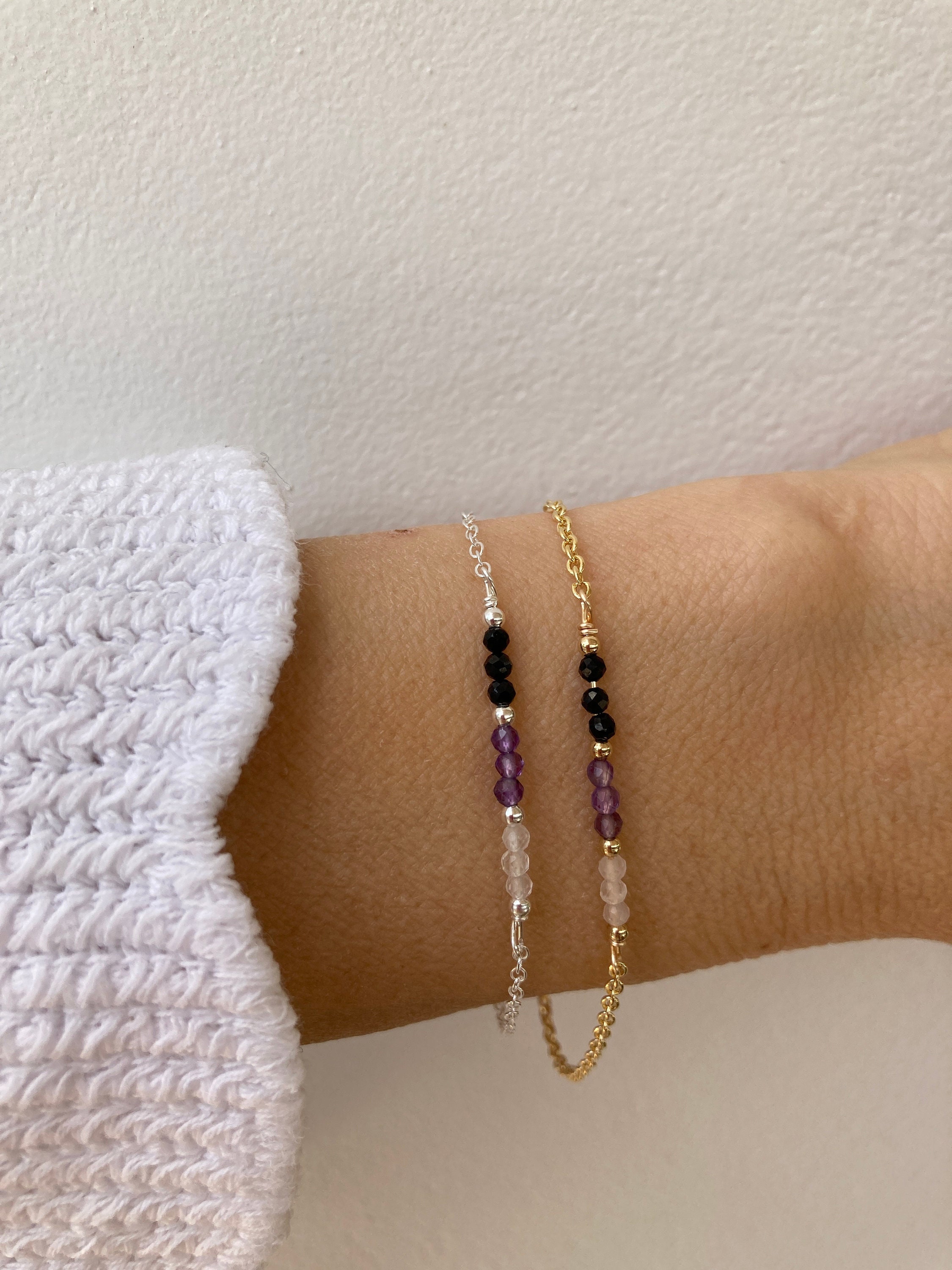 Empath protection bracelet. Aura shield. Black tourmaline, rose quartz ...