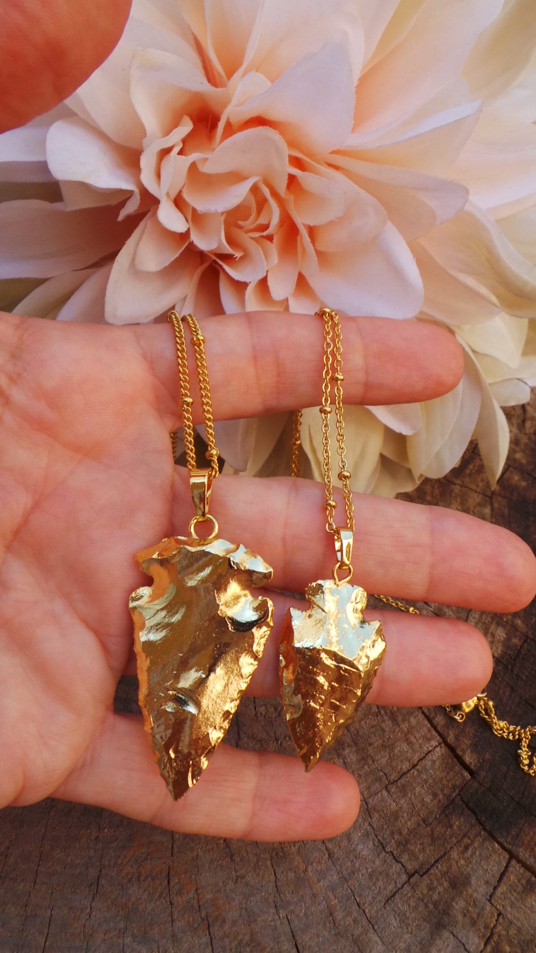 Gold arrowhead necklace. Gold dipped arrowhead. Bohemian arrowhead ...