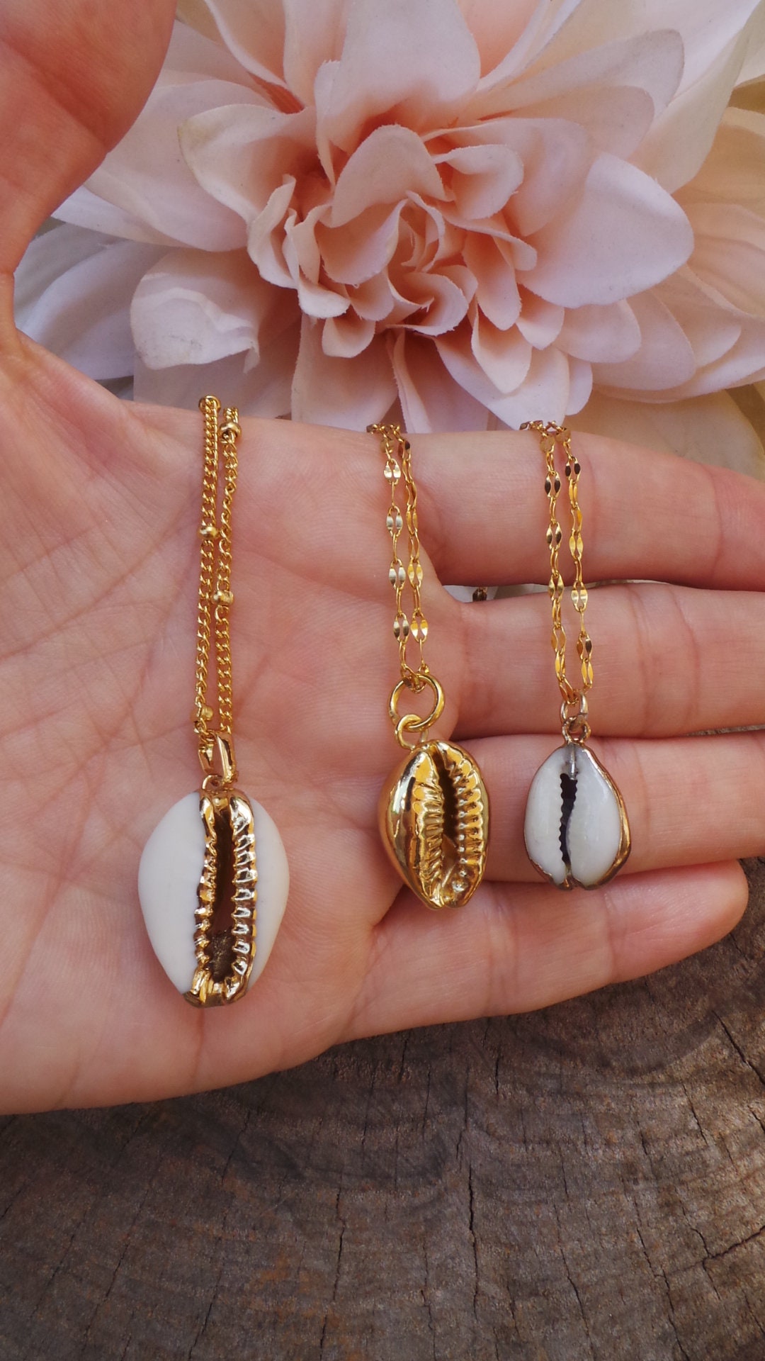 Cowrie shell necklace. 24k gold plated cowrie shell necklace. Layering ...