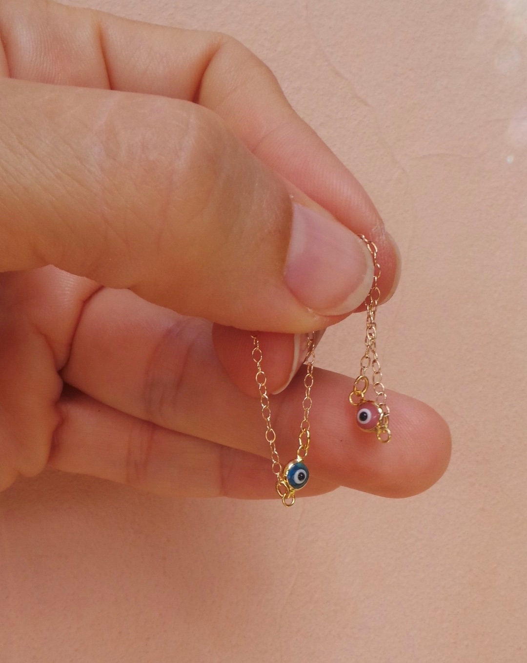 Evil eye ring. Evil eye chain ring. Gold fill evil eye ring. Dainty ...