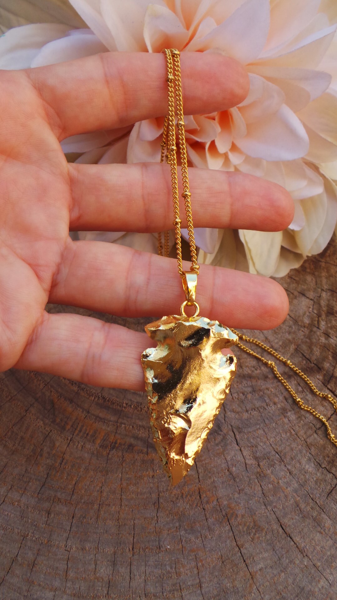 Gold arrowhead necklace. Gold dipped arrowhead. Bohemian arrowhead ...