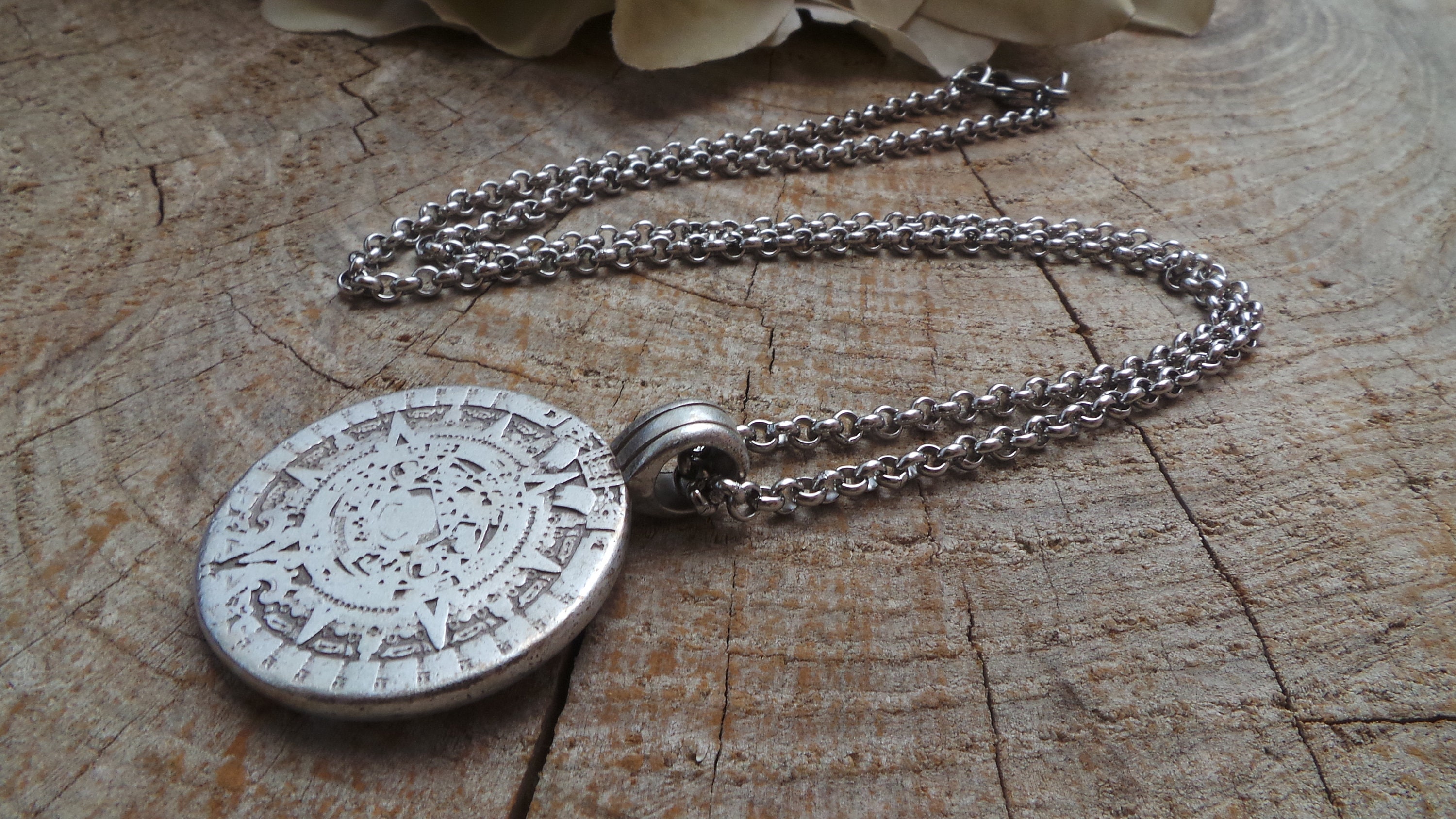 Mens coin necklace. Medallion necklace for men. Mens necklace. Mayan ...
