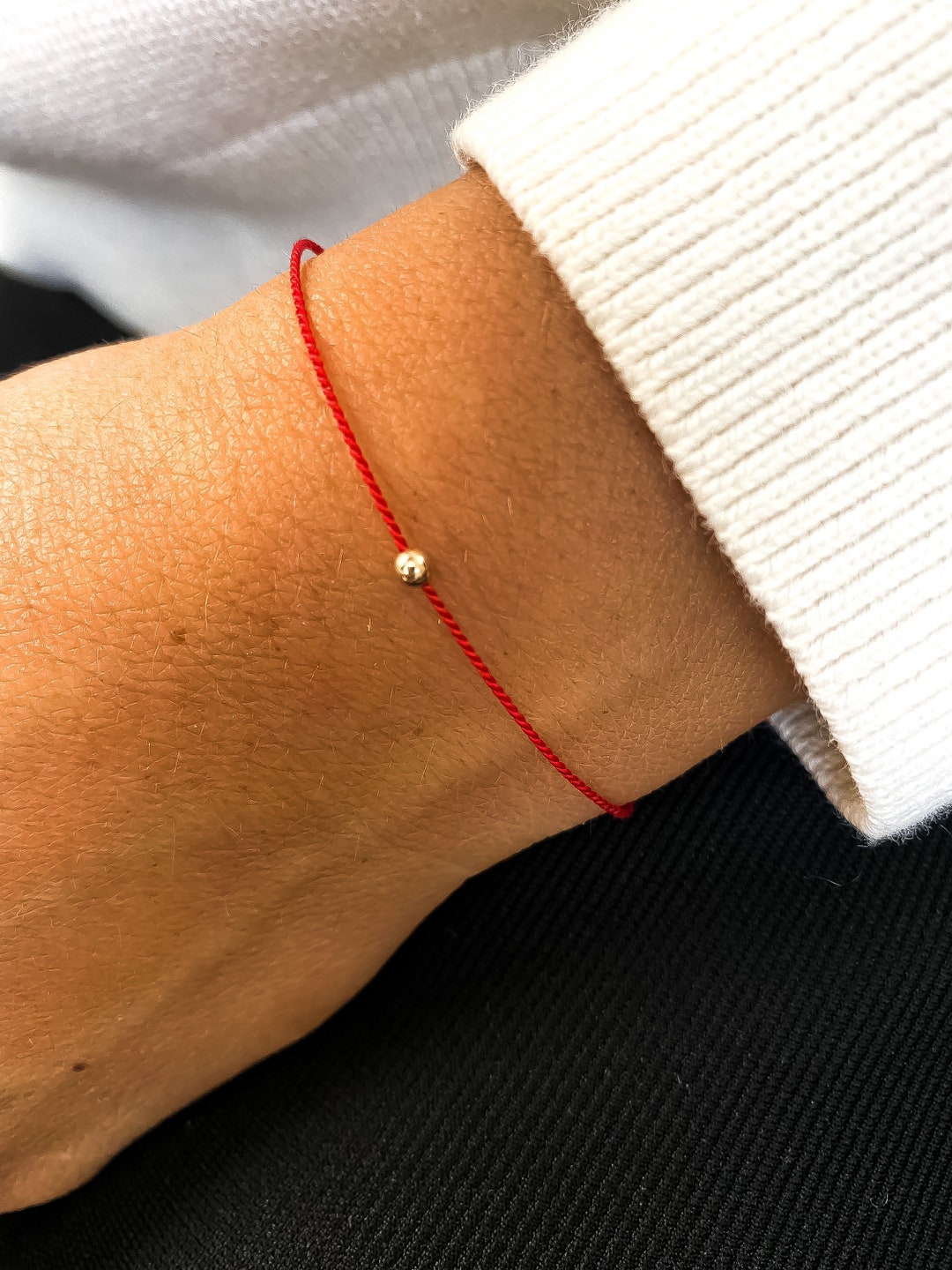 Solid 14K Gold Red String Bracelet - Red String Minimalistic Wish ...