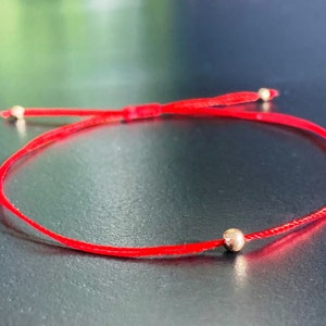 Solid Gold Red Silk String Bracelet, Red String Minimalistic Wish ...