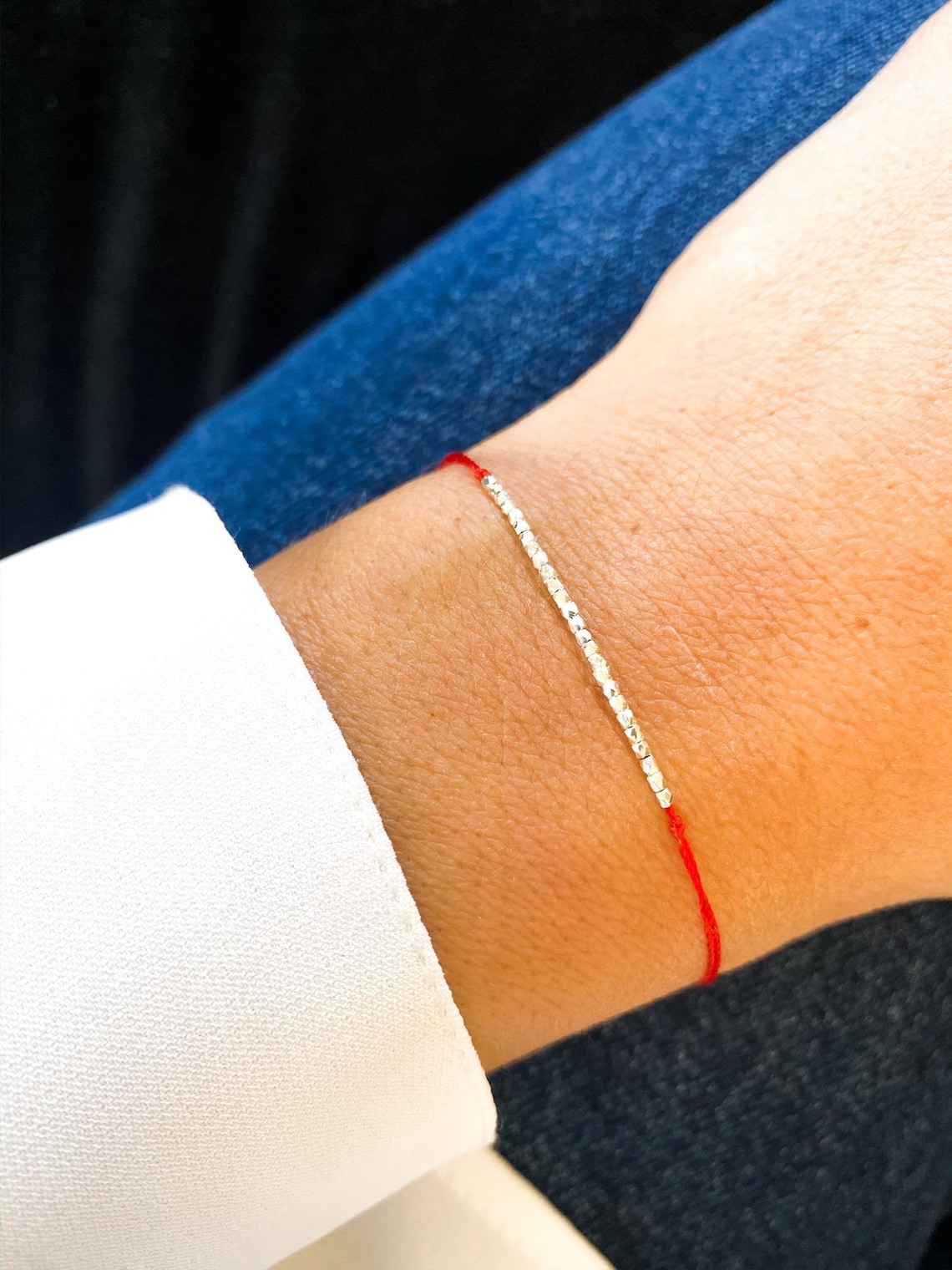 Delicate Red Silk Friendship Bracelet: Sterling Silver Wish Bracelet - Etsy
