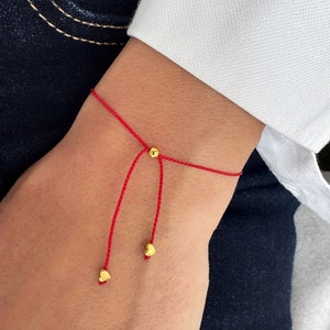 Heart Bracelet Red String Bracelet With Heart Love Bracelet Silk String ...