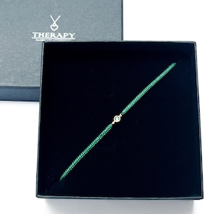 Emerald Green String Bracelet With Zircon Bead, Gold CZ Silk String ...