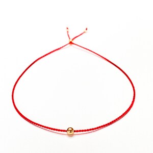 Solid Gold Red Silk String Bracelet: Minimalist Wish Jewelry - Etsy