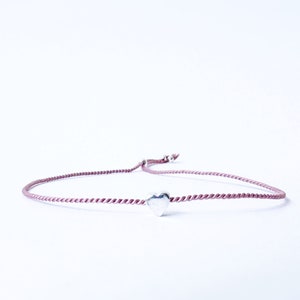 Tiny Heart Bracelet: Silk String, Sterling Silver or Gold Vermeil Charm ...