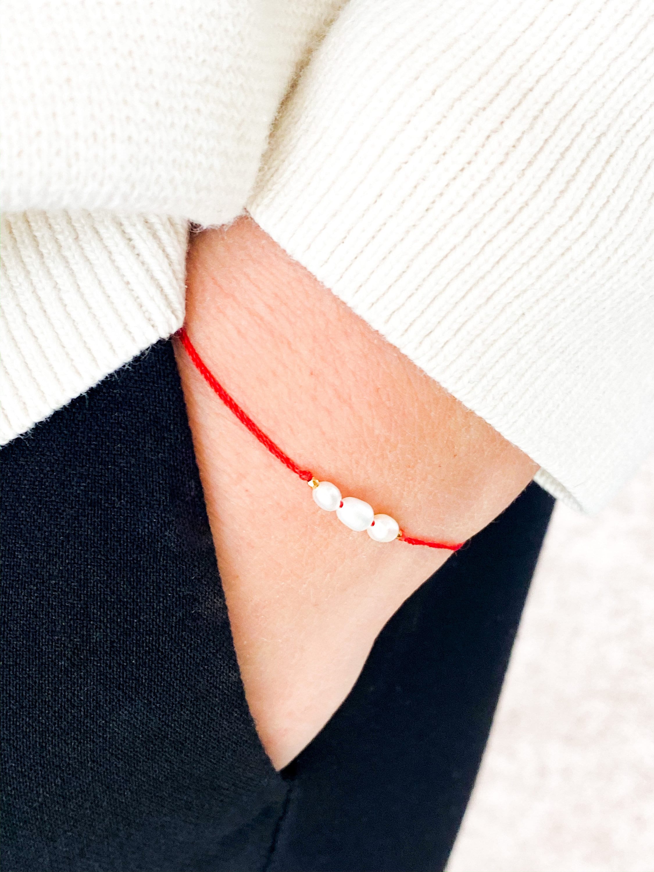 Delicate Red String Bracelet Minimalistic Wish Bracelet - Etsy
