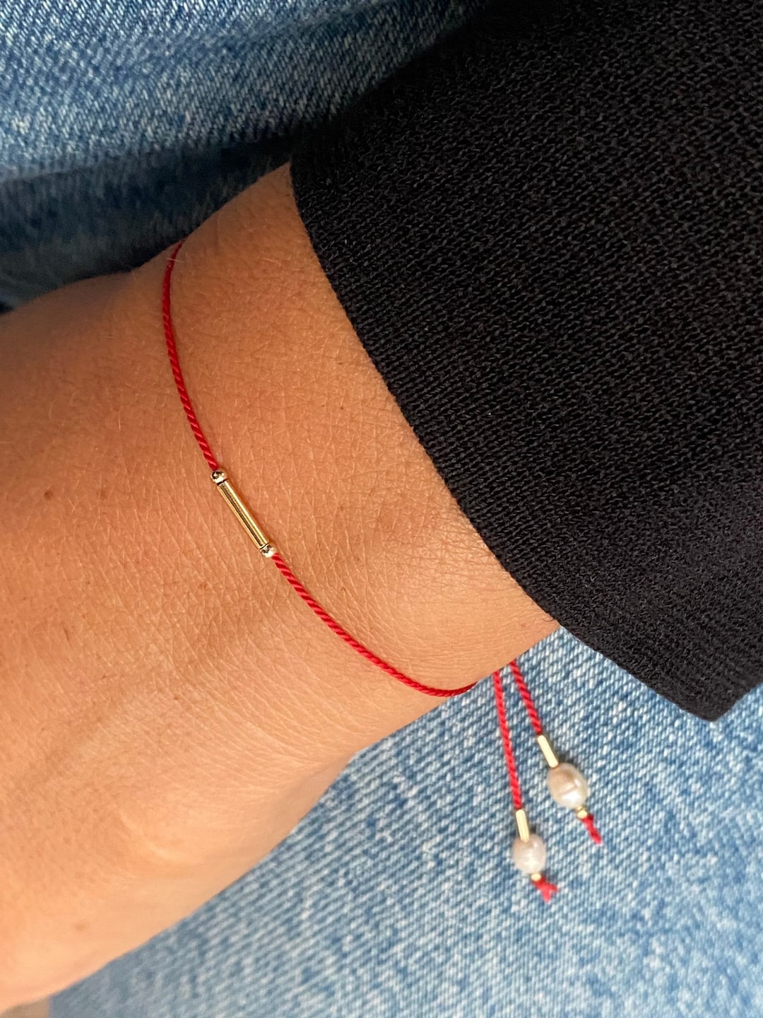 Delicate Red Silk String Bracelet With Freshwater Pearls - Etsy