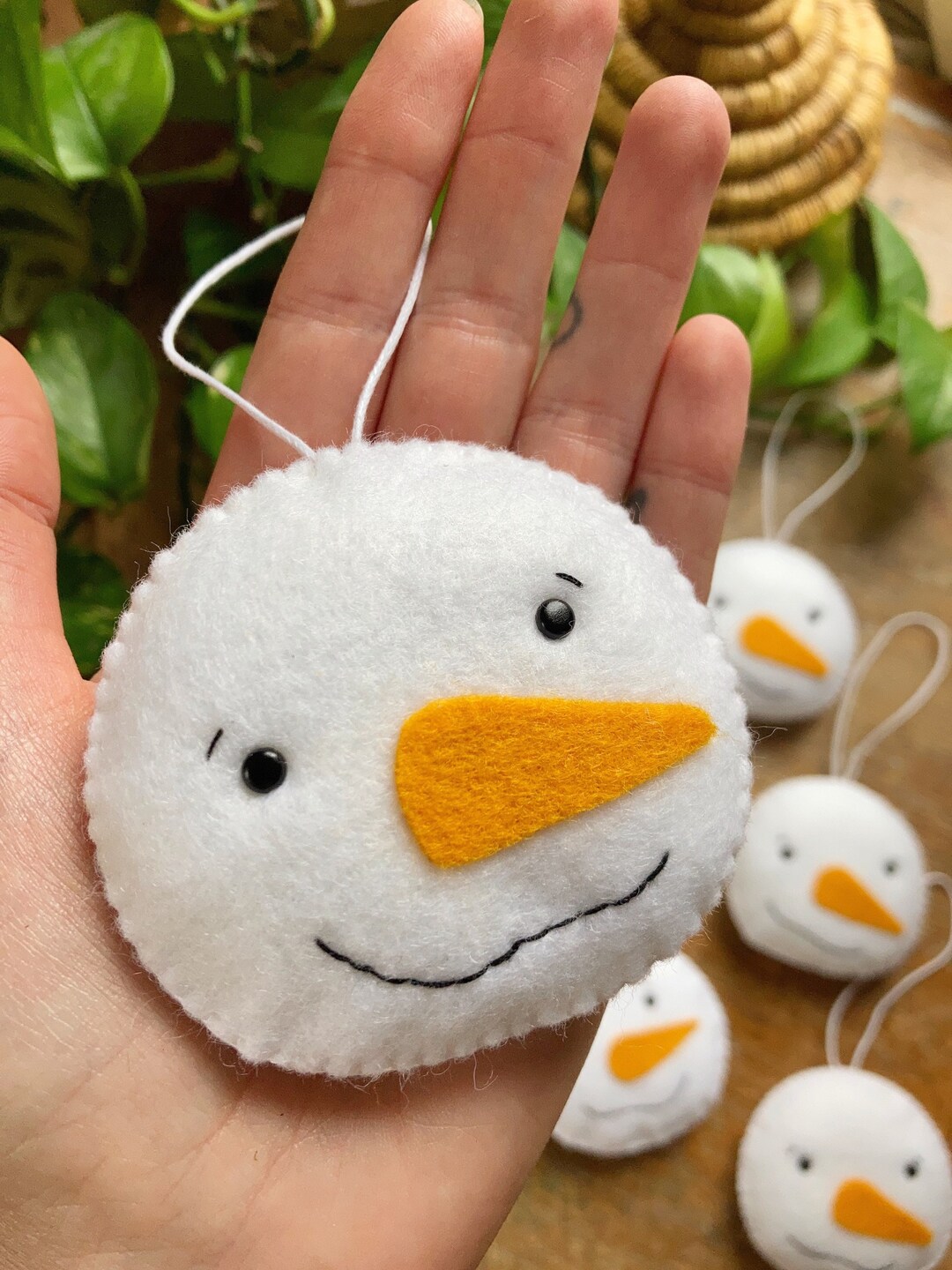 Snowman Christmas Decoration - Plush Felt Snowman Ornament - Felt ...