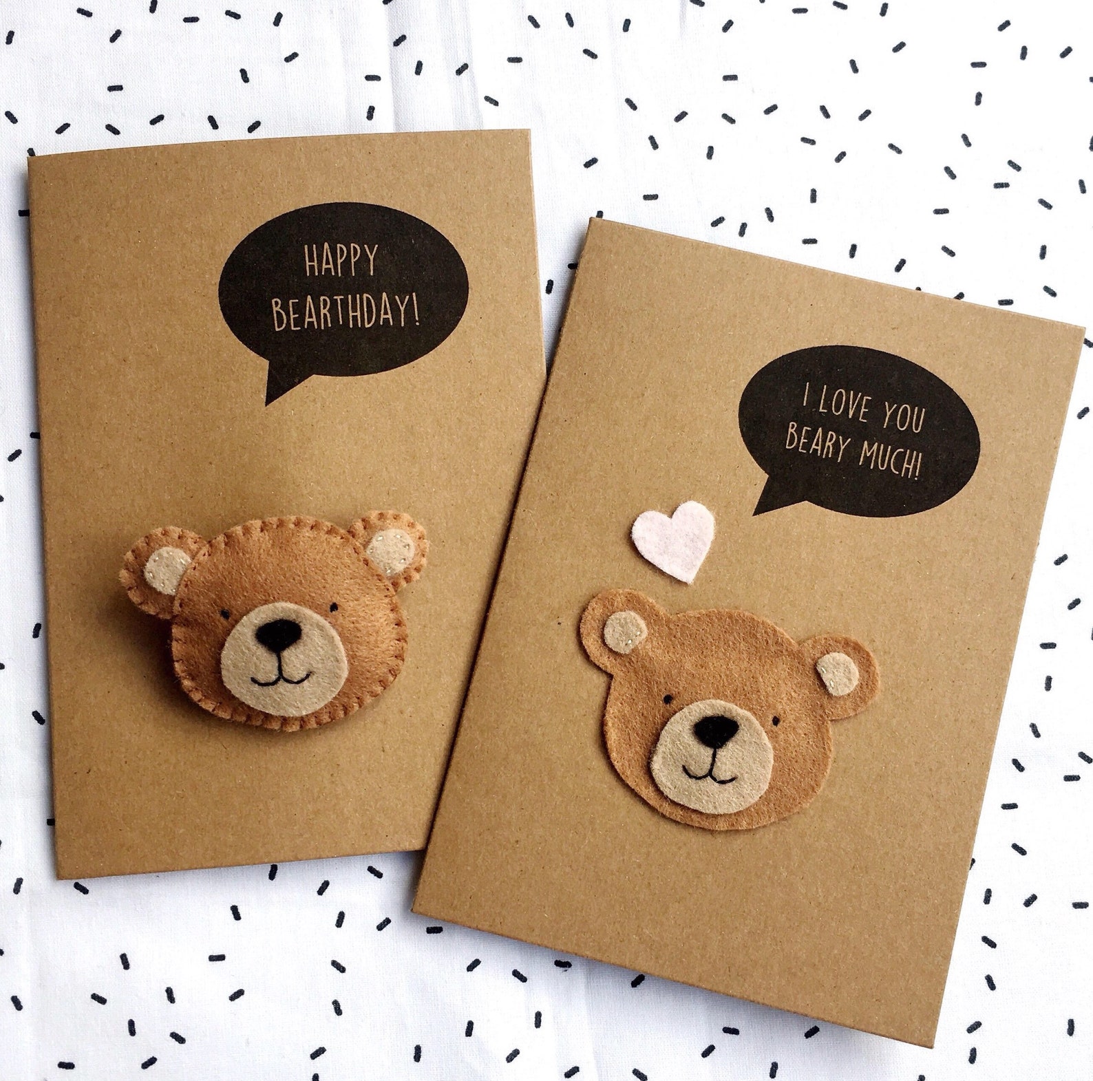 I Love You Beary Much Card Felt Teddy Bear Pun Card Etsy