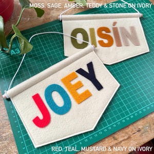 Custom Colour Felt Name Banner - Personalised Bedroom Door Sign - Kid’s ...