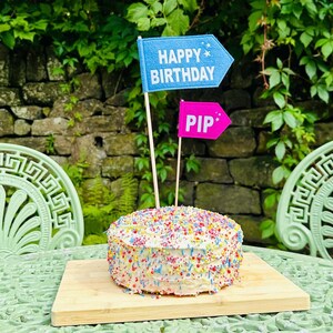 Happy Birthday Cake Topper - Personalised Mini Flag Decoration ...