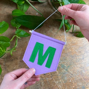 Kids Door Sign - Personalised Initial Felt Banner - Custom Colour ...