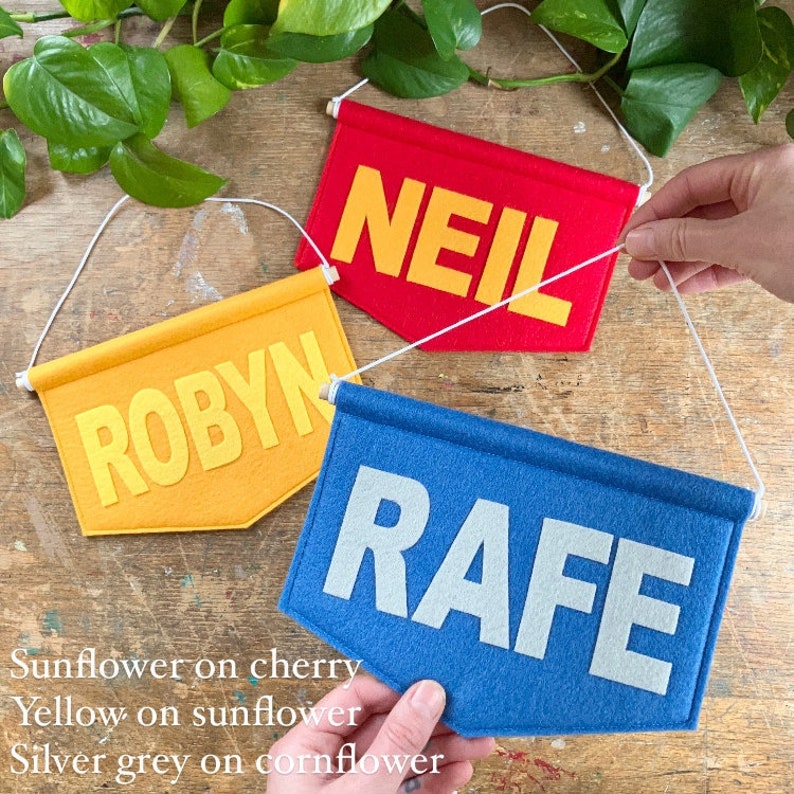 Felt Personalised Banner - Custom Colour Name Banner - Personalised ...