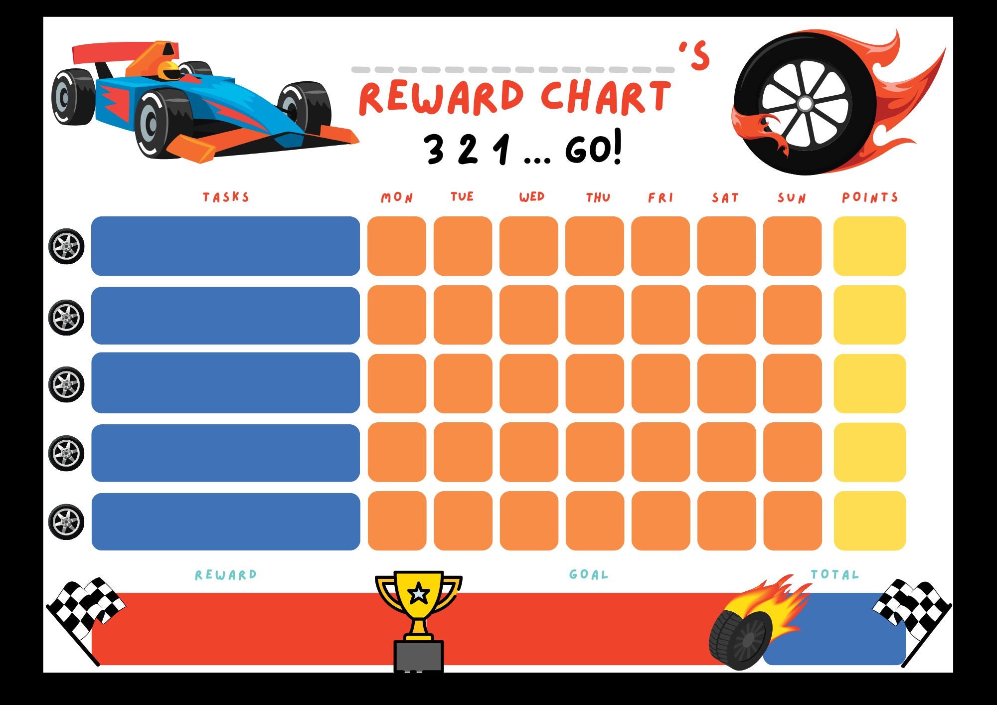 Printable Reward Chart Boys Chore Chart Car Reward Chart Kids - Etsy ...