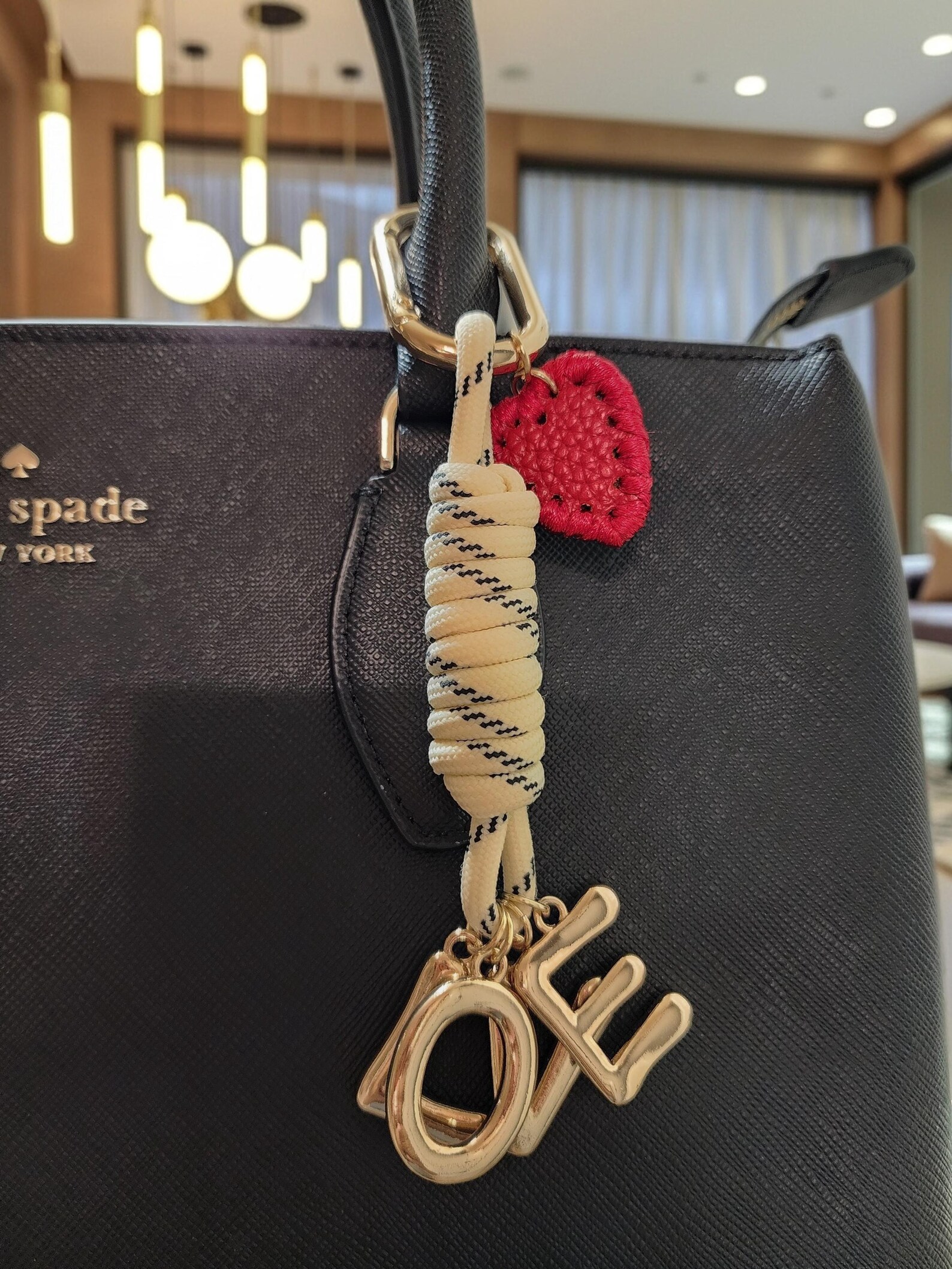 Chic 'LOVE' Charm Keychain - Woven Rope & Gold-tone Hardware - Etsy