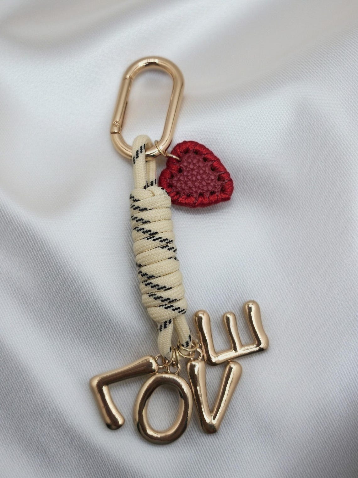 Chic 'LOVE' Charm Keychain - Woven Rope & Gold-tone Hardware - Etsy