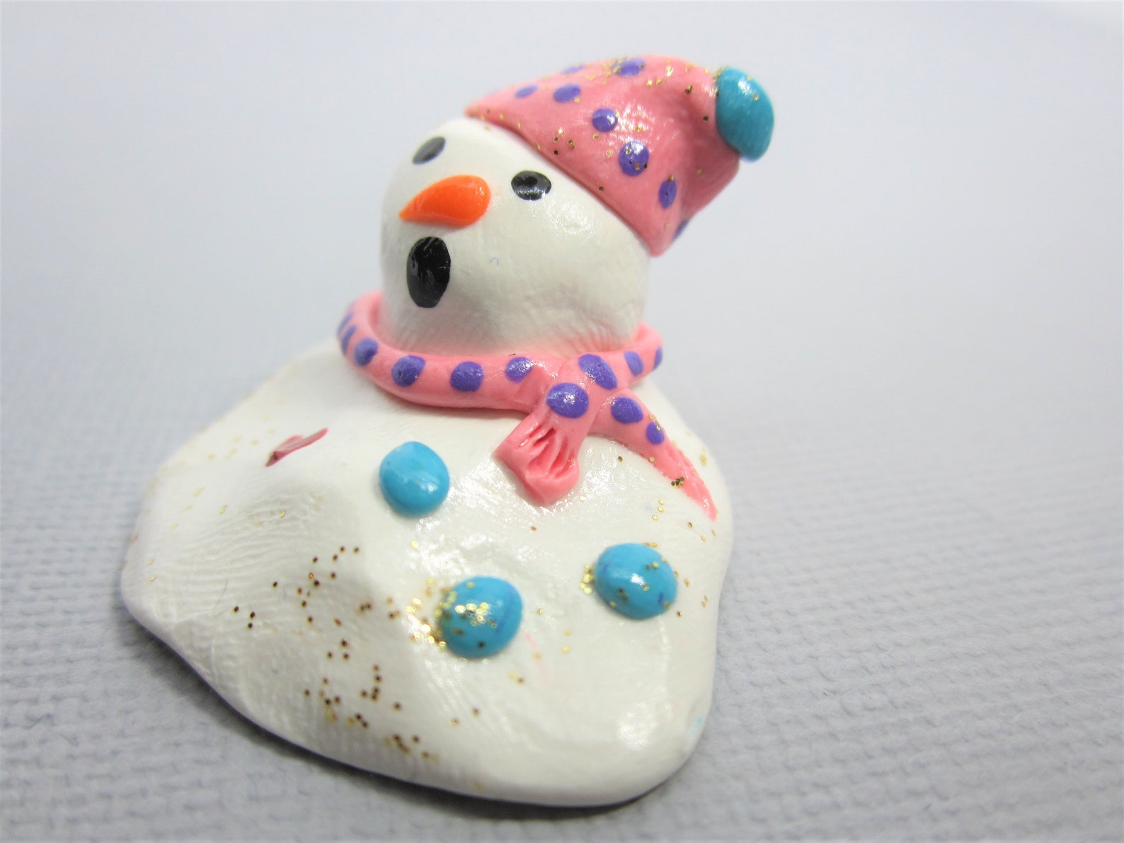 MELTING SNOWMAN FIGURINE, Miniature, Handmade From Polymer Clay, Hand ...