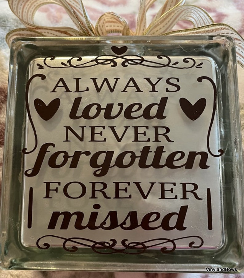 Always Loved Never Forgotten Forever Missed Lighted Glass Block W ...